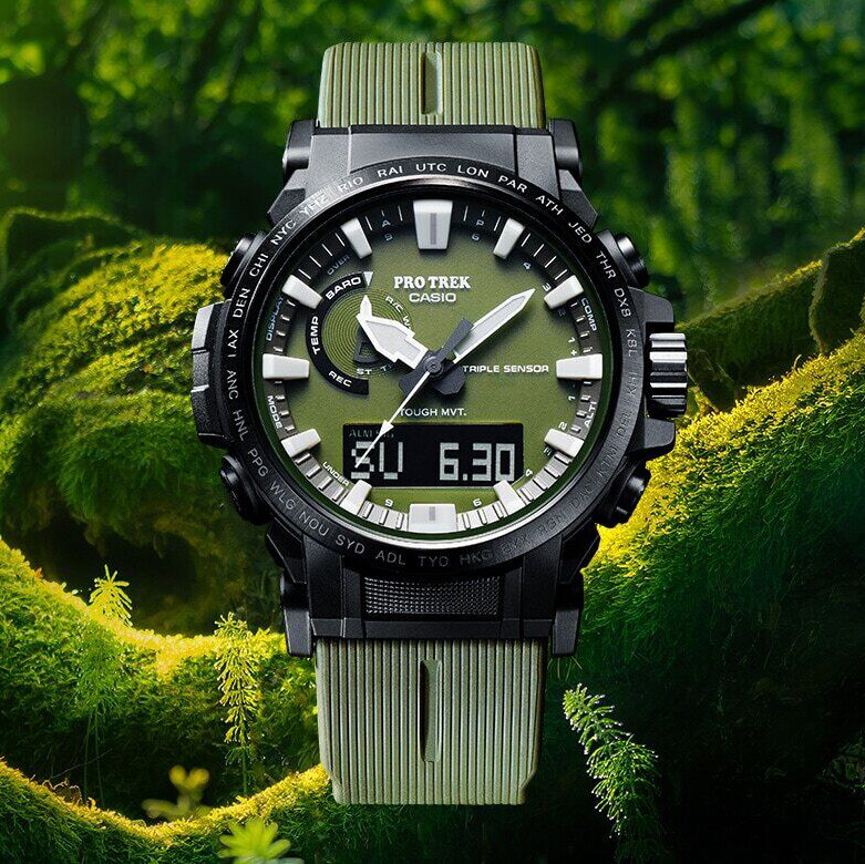 CASIO PRO TREK PRW-61Y-3JF Climber Line Radio Solar Watch Khaki Green ...