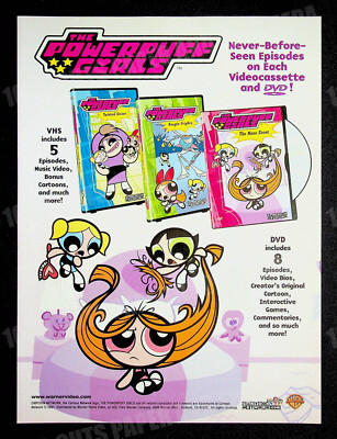 Powerpuff Girls VHS DVD Cartoon Network 2001 Print Magazine Ad Poster ...