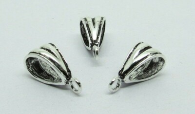 4 Pieces Pendant Bail Silver Oxidised Soldered Jump Ring 18mm Long Loop ...