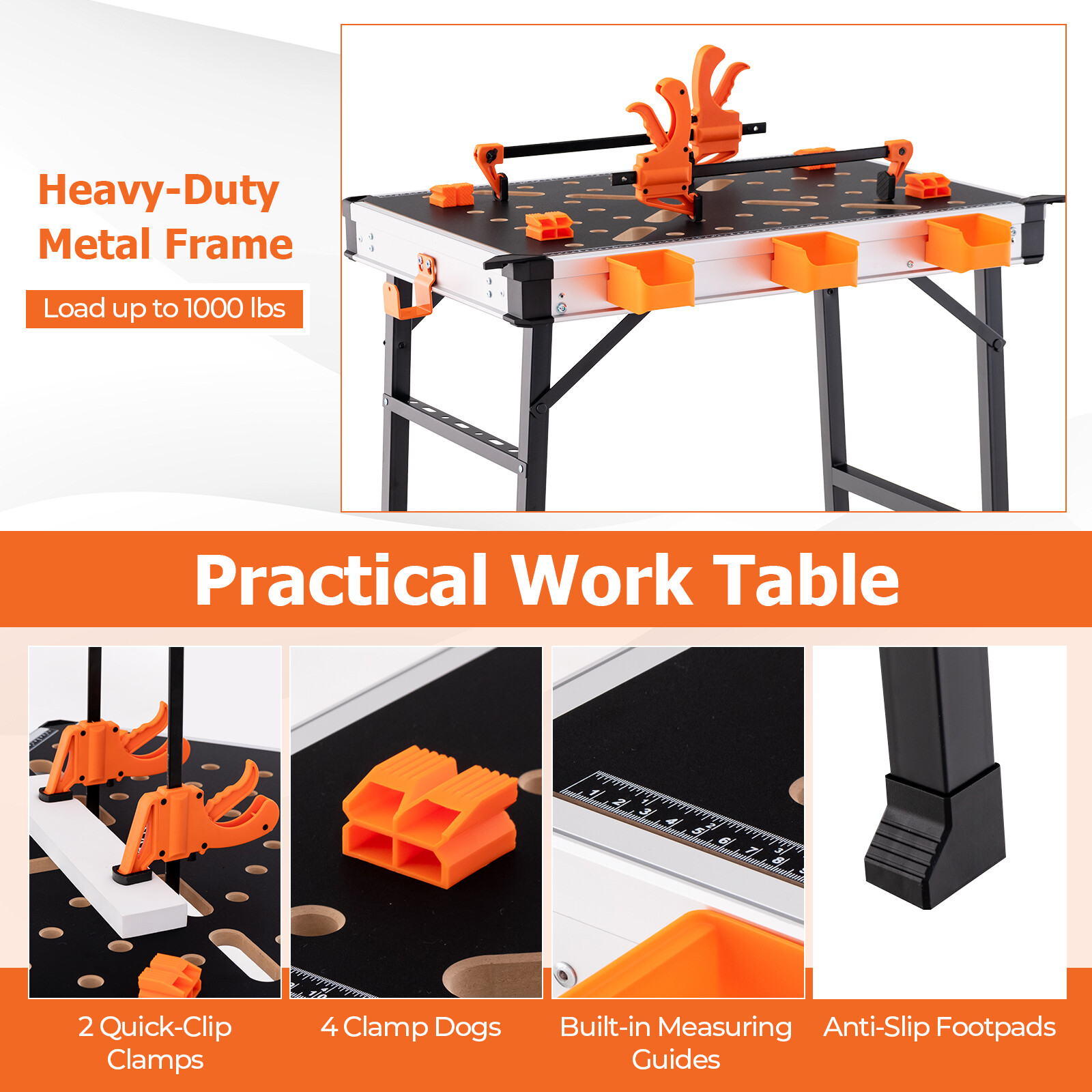33" Portable Workmate Bench Workbench with 3 Tool Boxes, Portable ...
