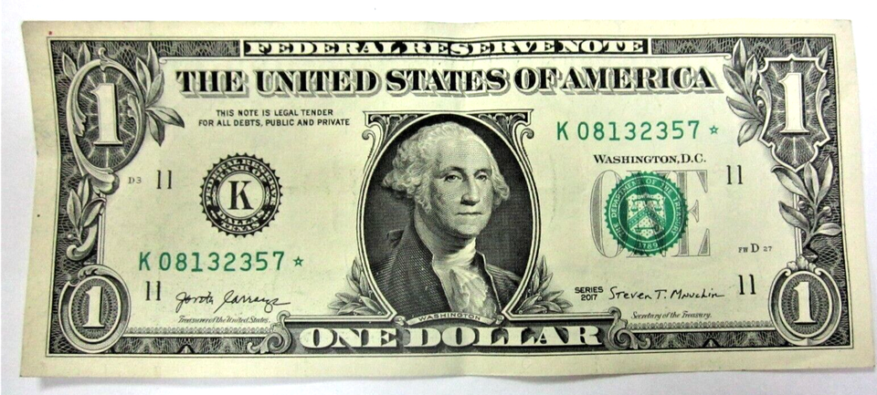 2017 $1 (ONE DOLLAR) – *STAR NOTE* – CURRENCY, BILL – “ K ” ⭐310⭐ | eBay