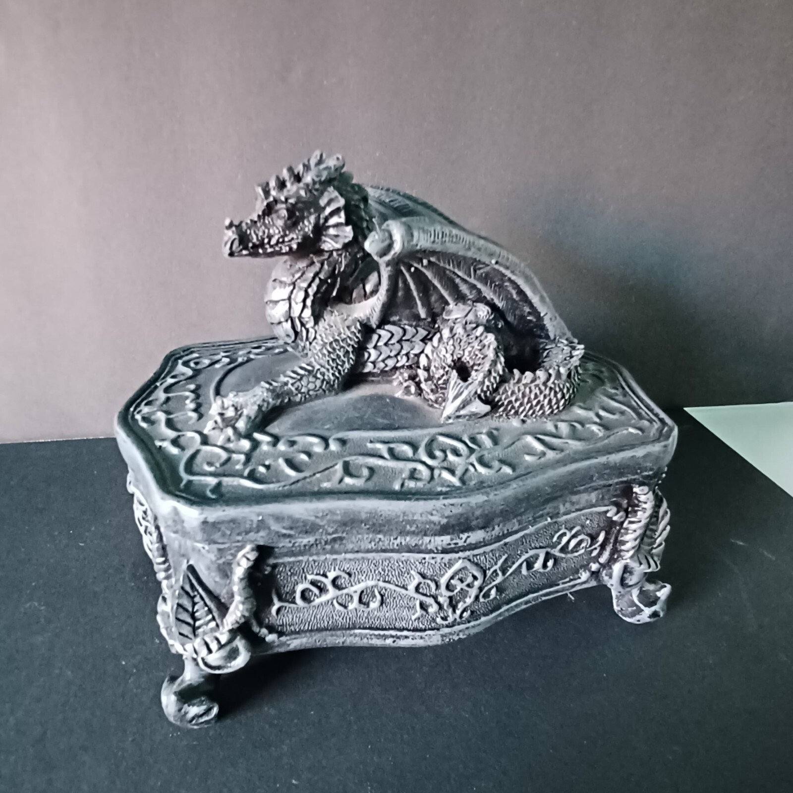 CELTIC DRAGON BOX TRINKET JEWELRY COINS SPELLS, 8 x 5 | eBay