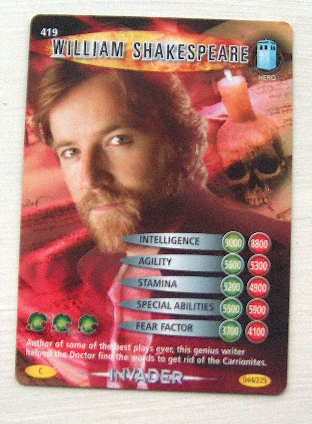 DOCTOR WHO BATTLES IN TIME TRADING CARD WILLIAM SHAKESPEARE CARD No ...