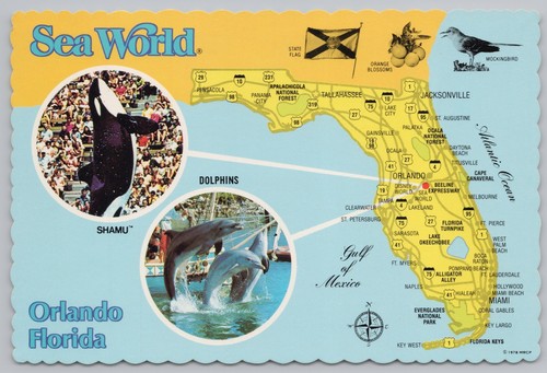 Theme Park~Orlando FL~Sea World & State Map~Shamu & Dolphins ...