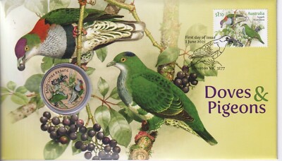 2021 Australia PNC $1 Coloured Coin Birds - Doves & Pigeons - Perth ...