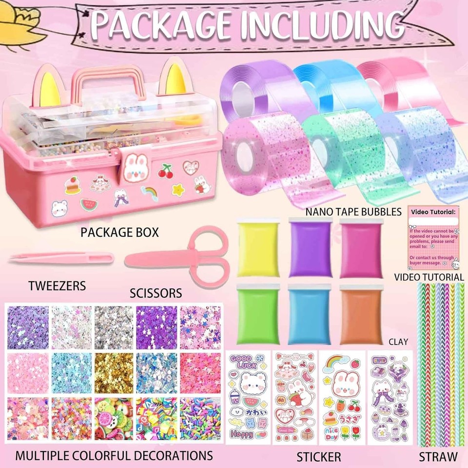 6 PCS Nano Tape Bubble Bubbles Kit for Kids with Box, Nano Tape Squishy ...