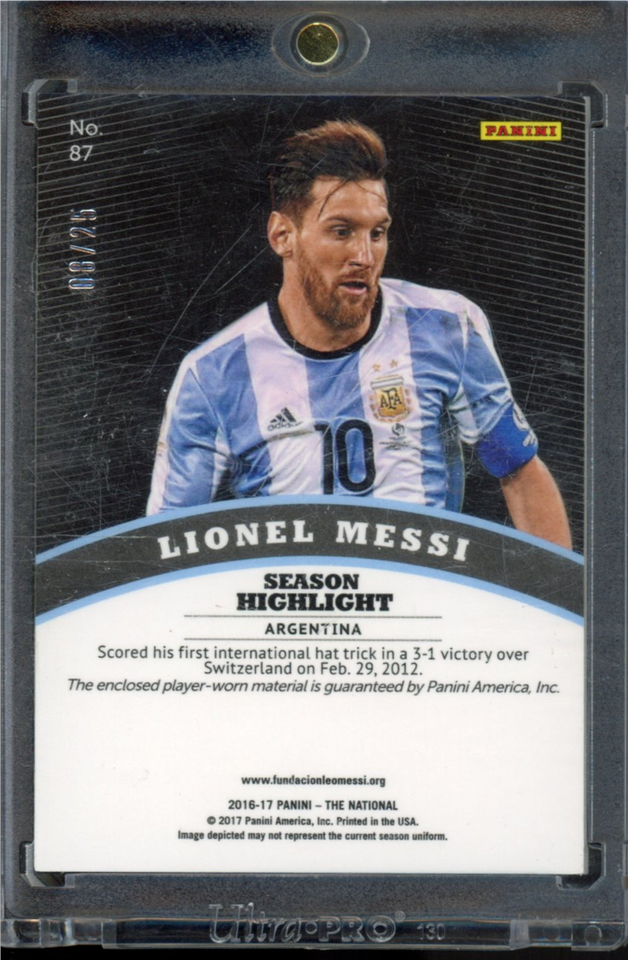 2017 PANINI NATIONAL NSCC VIP LIONEL MESSI BLUE MOSAIC PRIZM RELICS ...