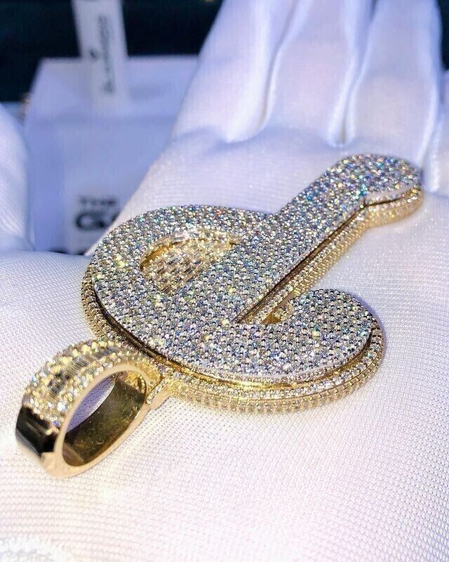 3Ct Round Simulated Diamond Customize Letter "P" Pendant 14K Yellow ...