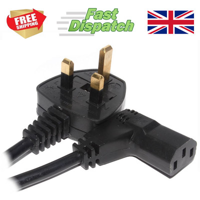 Kettle Mains Power Lead IEC Right Angle 5amp Black Laptop Computer 5m ...