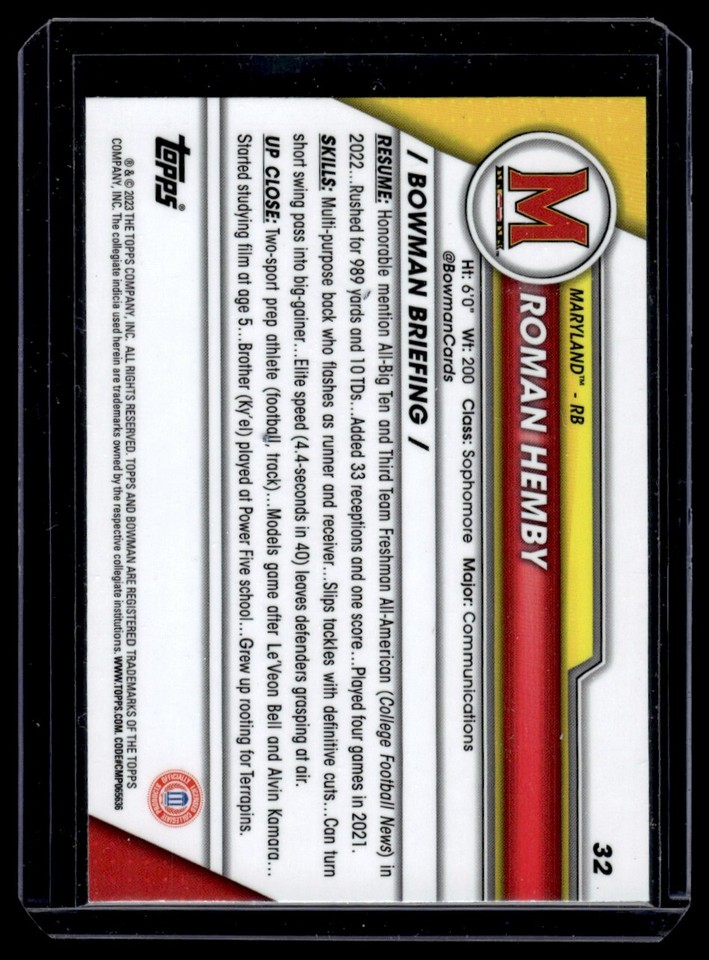 2023 BOWMAN CHROME UNIVERSITY ROMAN HEMBY #32 | eBay