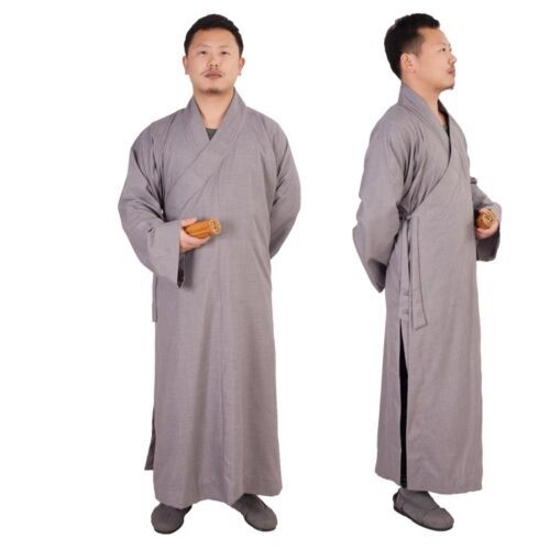 Men Women Cotton Buddhist Robe Frock Buddhism Long Meditation Clothing ...