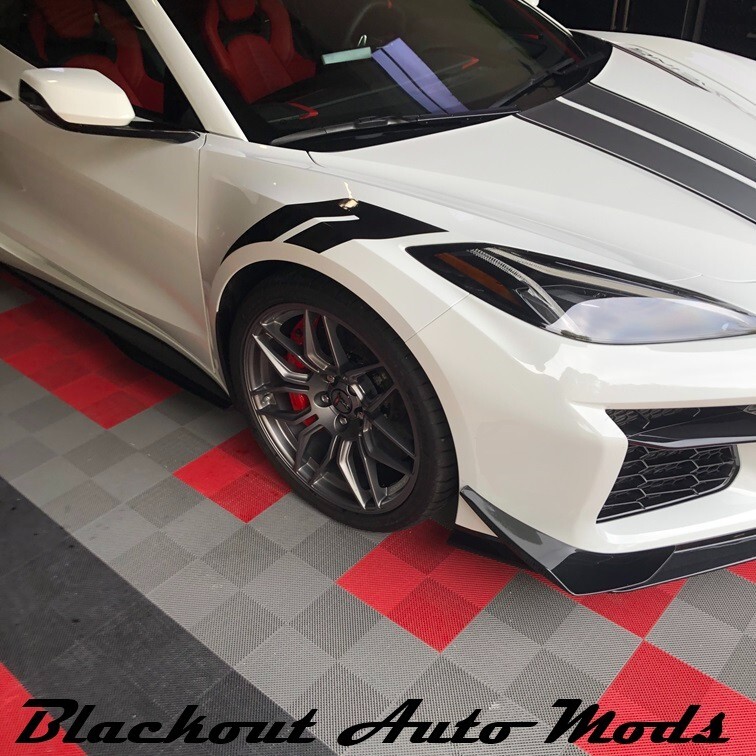 2023-2025 C8 Corvette Z06 Carbon Flash Fender Hash Stripe Decals Eray ...