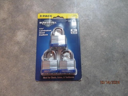 Bunker Hill Security 1-1/2 in. Keyed-Alike Padlocks,Laminated 3 Pack w ...