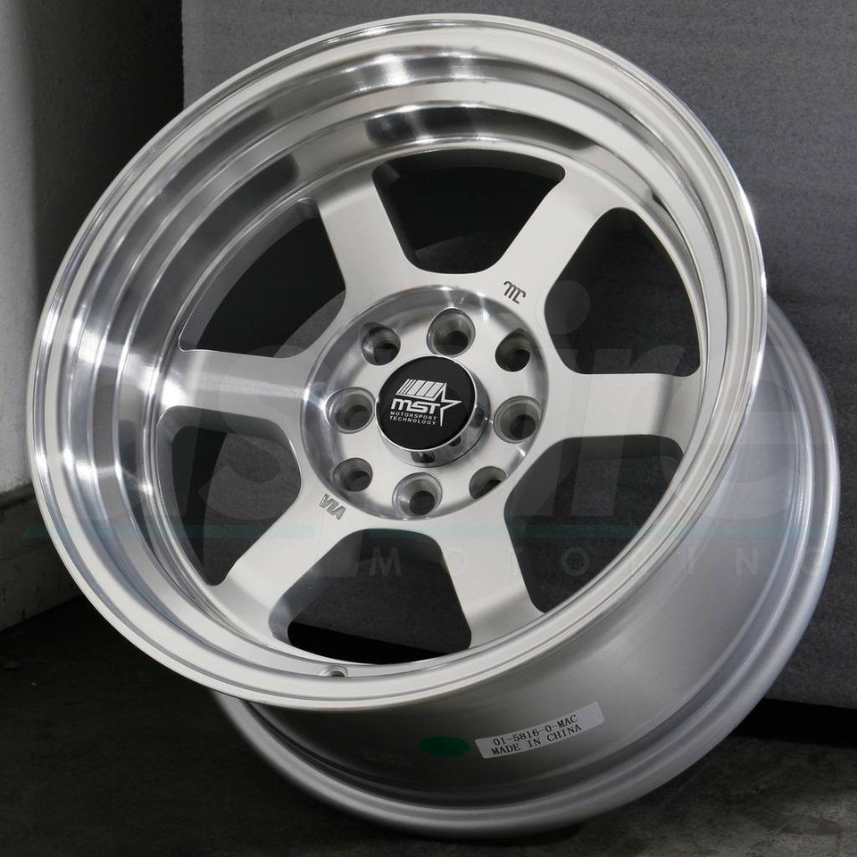 4-New 15" MST Time Attack Wheels 15x8 4x100/4x114.3 0 Silver Machined ...