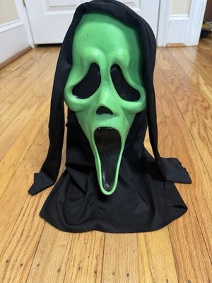 Vtg 90s ORIGINAL Scream Movie Mask Halloween FUN WORLD Green Ghost Face ...