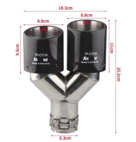 GLOSS BLACK CARBON FIBRE AKRAPOVIC EXHAUST TIPS STEEL TWIN | eBay UK