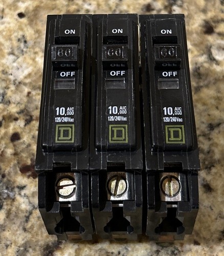 QO160 SQUARE D 1 POLE 60AMP 120V CIRCUIT BREAKER LOT OF 3 NOS | eBay