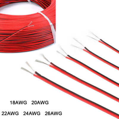 UL2468 Red & Black 2-Core Parallel Flexible Cable 18/20/22/26AWG PVC ...