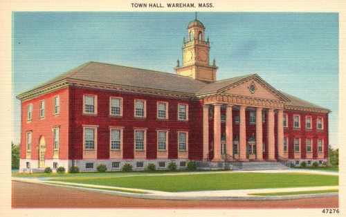 Postcard MA Wareham Massachusetts Town Hall Linen Unposted Vintage PC ...