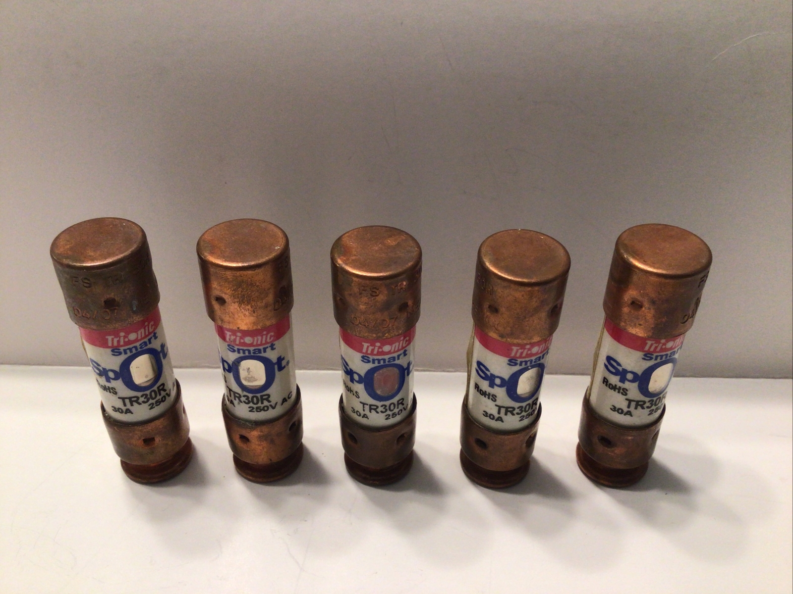 Lot Of 5 -Ferrez Shawmut TR30R Tri-onic Smart Spot Time Delay Fuse Dual ...