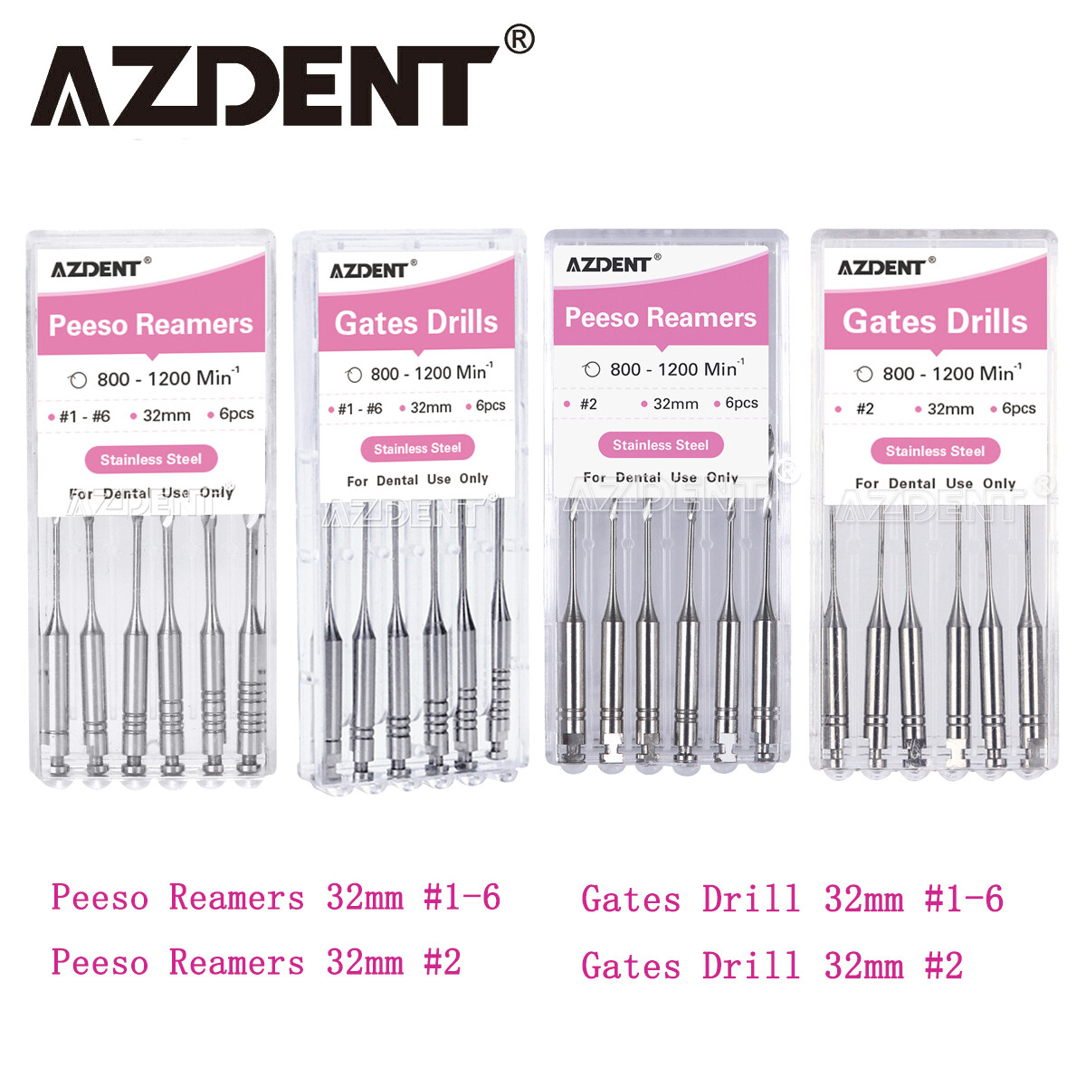 Dental Root Cut Peeso Reamers Gates Drill #1-#6 32mm Long Endodontic ...