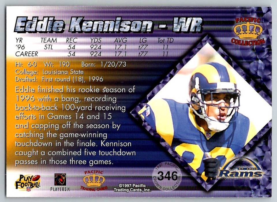 1997 PACIFIC EDDIE KENNISON ST. LOUIS RAMS #346 | eBay