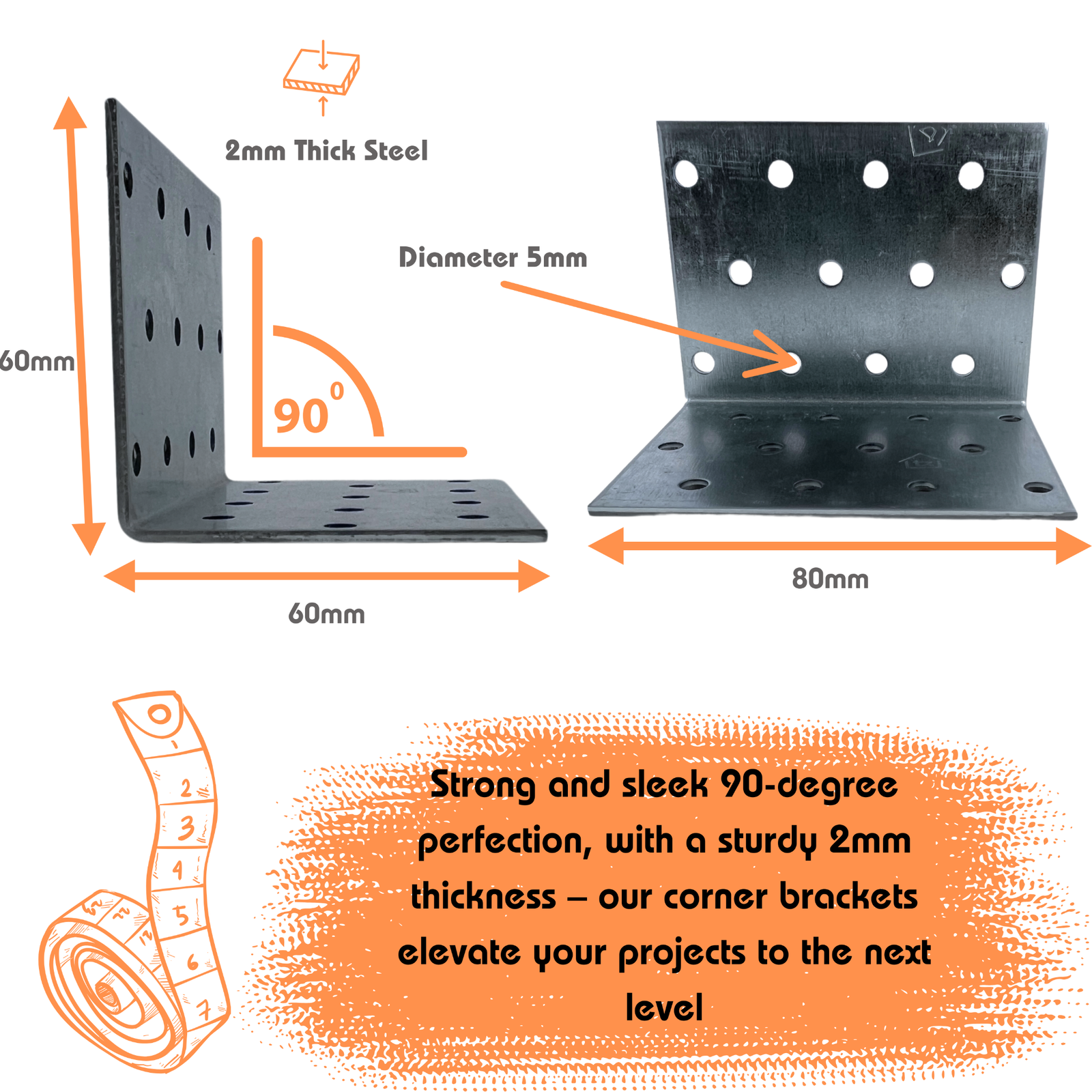 Metal Corner Brackets Steel Angle Braces Mounting Galvanized KM5 ...