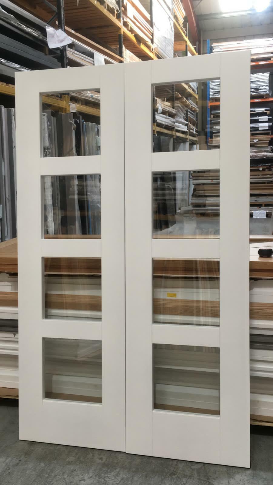Internal Shaker White Primed Rebated Door Pair with Clear Glass Product ...