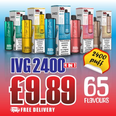 IVG 2400 Disposable Vape 4 in 1 Pods Kit 2400 Puffs E-cig 4 x 2ml Nic ...