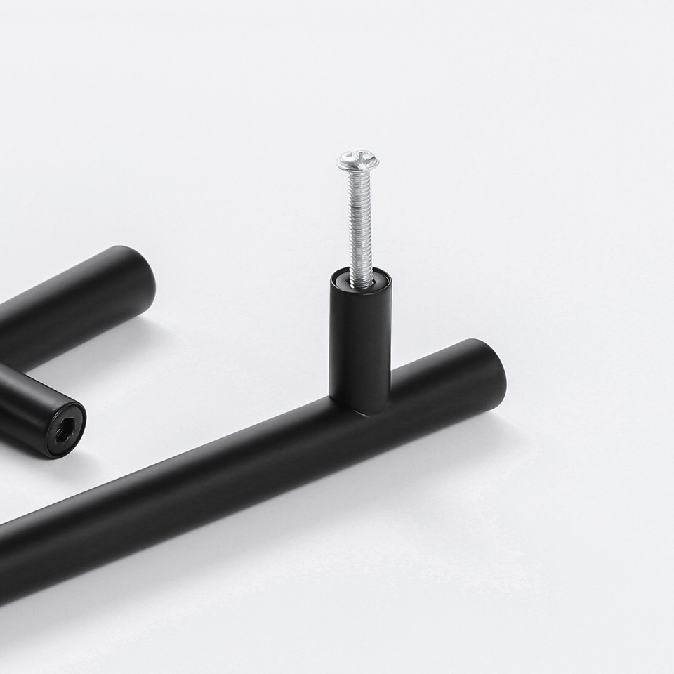 Black Modern Cabinet Handles T Bar Pulls Kitchen Drawer Hardware ...