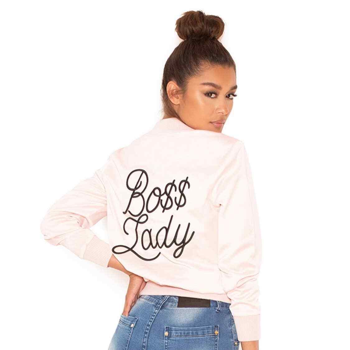 Mistress Rocks Boss Lady Pink Satin Bomber Jacket Siz… - Gem