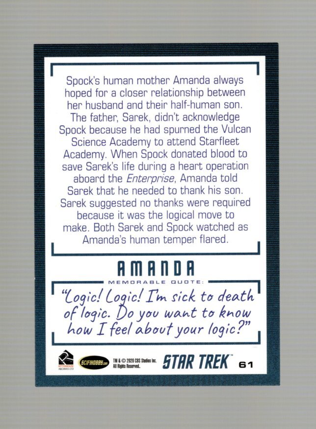 2020 STAR TREK TOS ARCHIVES & INSCRIPTIONS AMANDA #61 VARIATION #14 OF ...