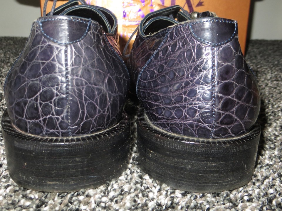 Fennix Italy Men's 11 M Navy Blue Alligator Crocodile Formal Shoe Mauri ...