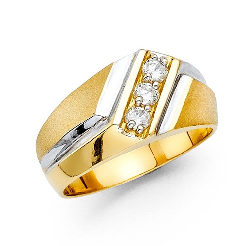 14K Yellow Gold Cubic Zirconia Men's Ring | eBay