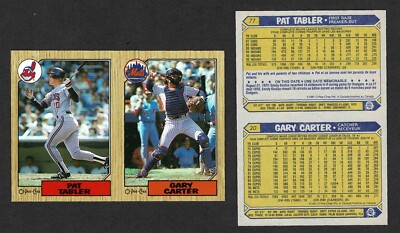1987 OPC Mets' Gary Carter & Indians' Pat Tabler Production Proof Uncut ...