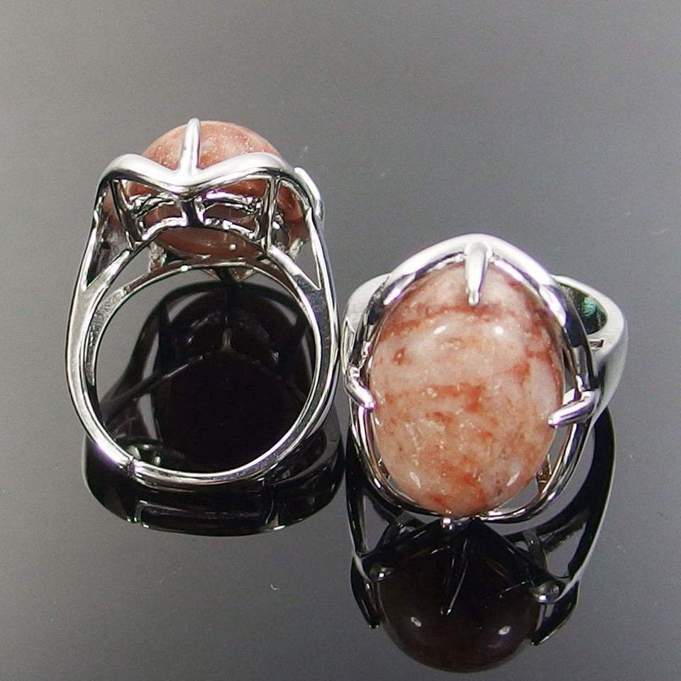 silver plated adjustable rings set with assorted natural gemstone beads ...