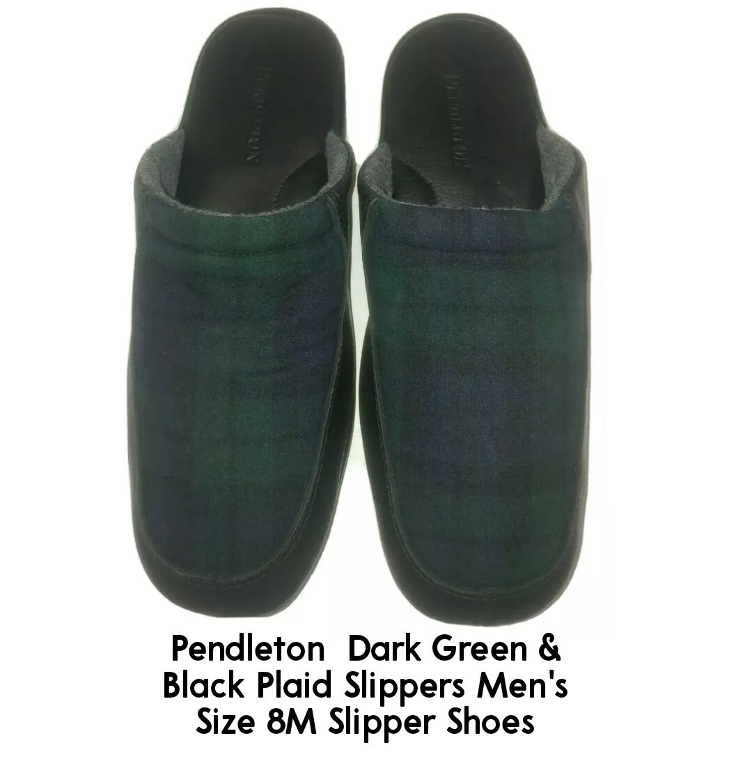 Pendleton Dark Green & Black Plaid Slippers Men's Size 8M Slipper Shoes ...