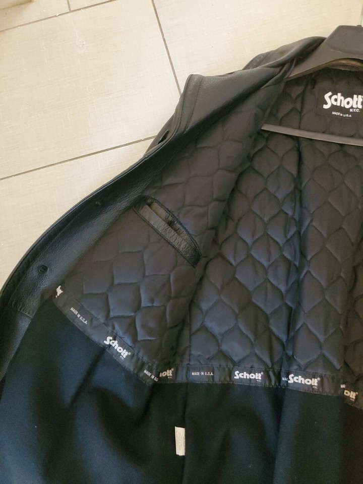 Schott nyc Rare OVERCOAT Year 2000 supple Leather Made in USA New Proto ...