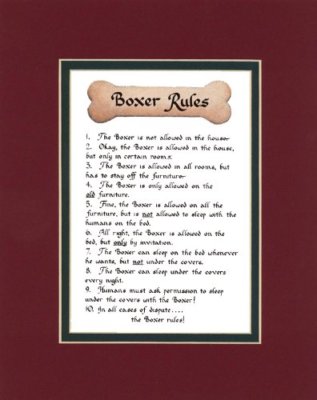 Dog Rules Boxer Calligraphy Saying House Funny Humor | eBay