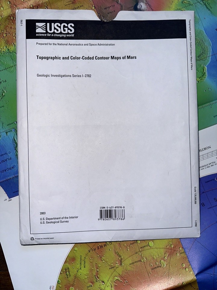 NASA/USGS Topographic & Color-Coded Contour (Poster) Maps of MARS ...