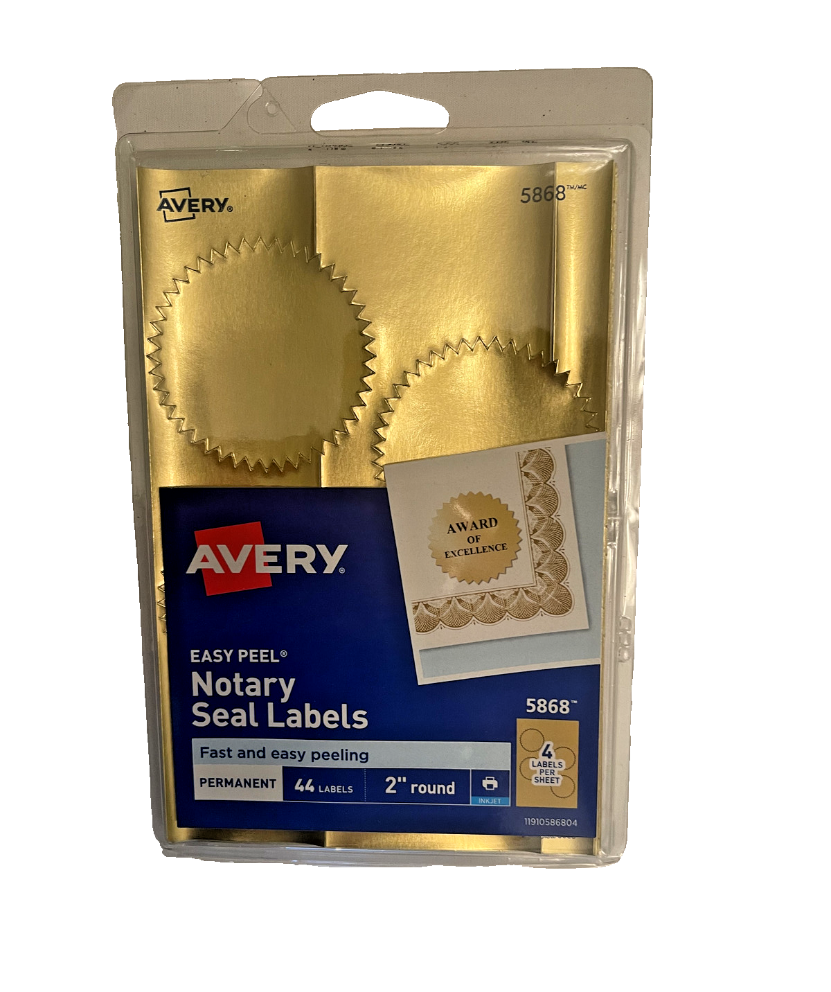 Avery Printable Inkjet Notary Seal Labels 2" Diameter Gold Foil 4 Seals ...