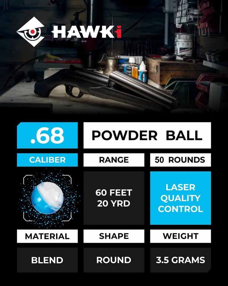Hawki Paintball Training Powder Balls .68 Caliber 50 count | eBay