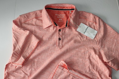 Tommy Bahama Polo Shirt Fray Day Solid Ember Red New SS New Medium M | eBay