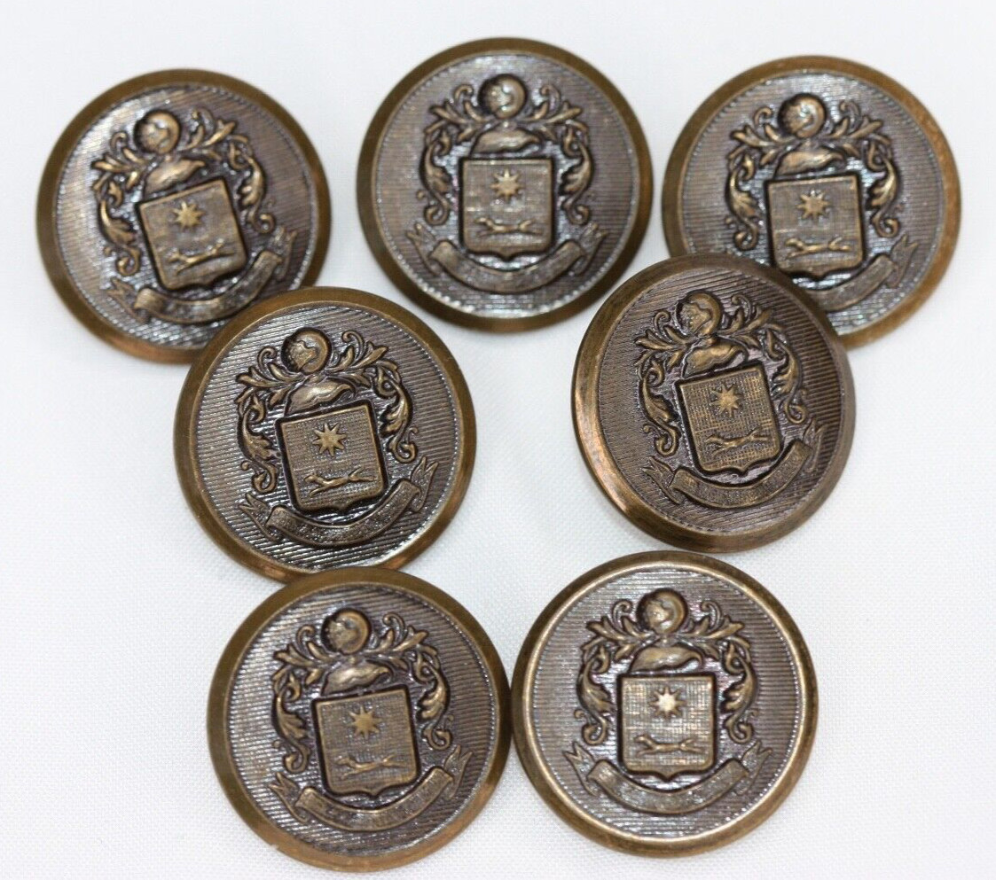 Set 7 Bronze Waterbury Blazer Buttons Knight Shield Crest Sun & Hound ...