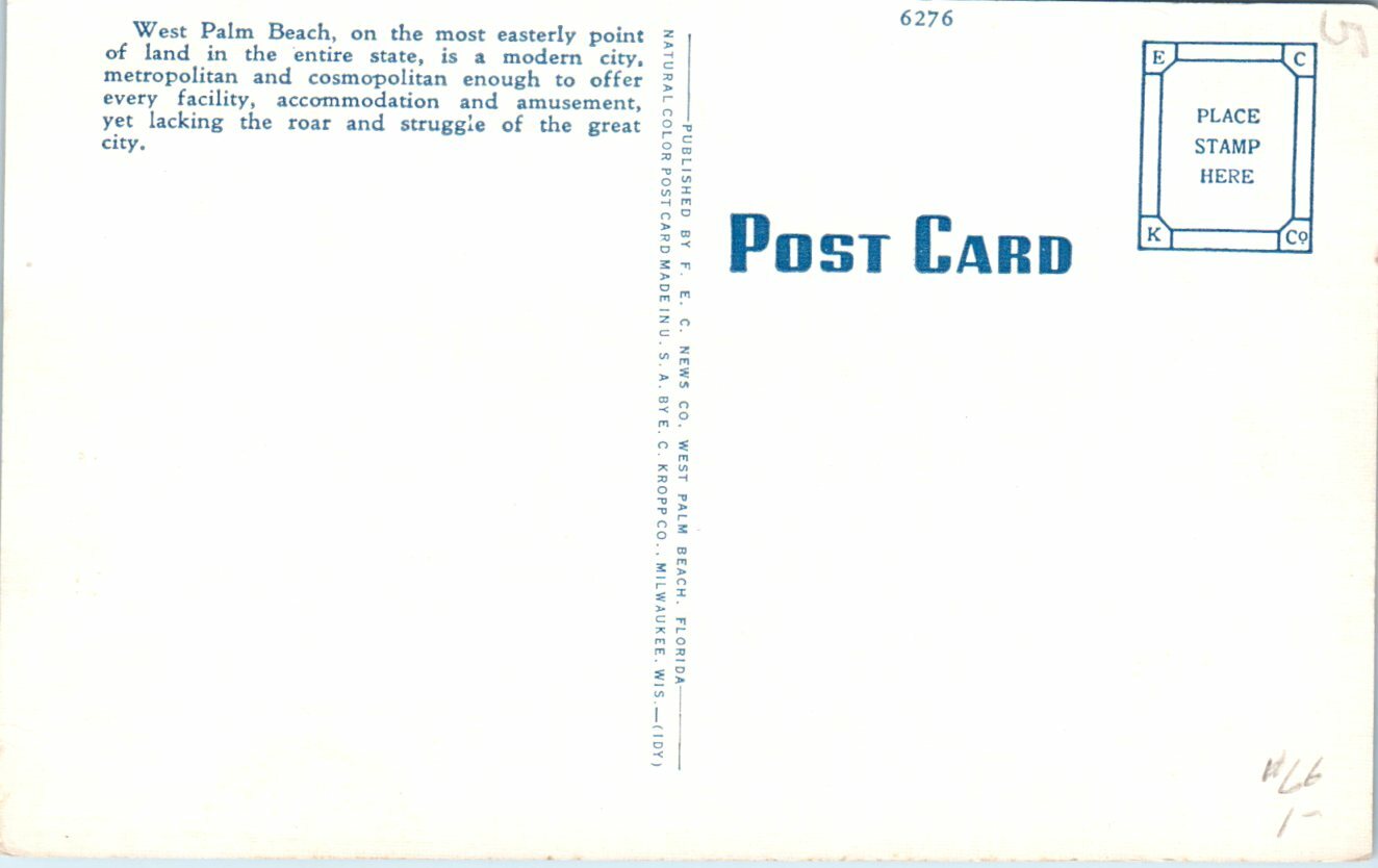 1950s Vintage Old Florida Postcard Hedley Pier West Palm Beach FL Ocean ...