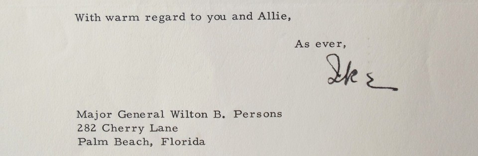 Dwight Eisenhower 34th President Typed Letter Signed To Wilton General ...