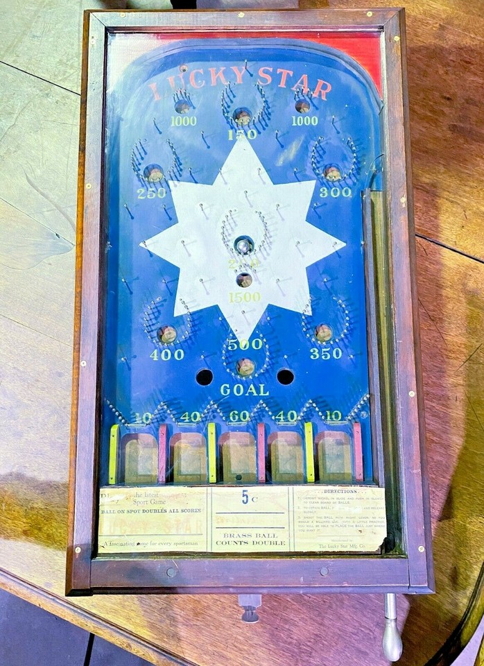 *RARE* Antique 1930s Lucky Star Wood Pinball Machine | eBay