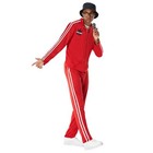 Men`s 1980s Red Rapper Costume + Boombox Adult 90s Hip Hop Tracksuit ...