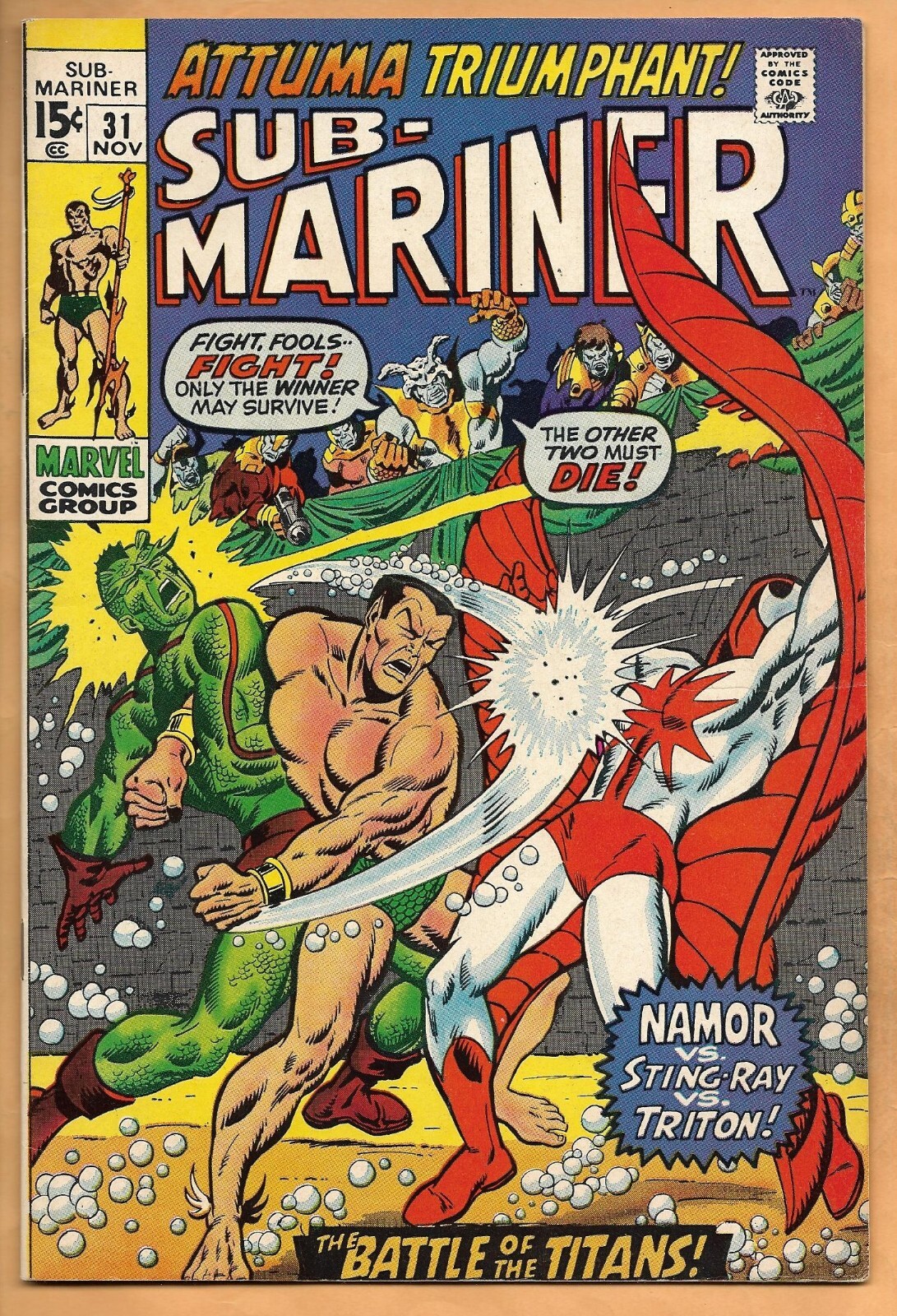 Marvel Prince Namor the SUB-MARINER No. 31 (1970) Attuma Appearance! VF ...