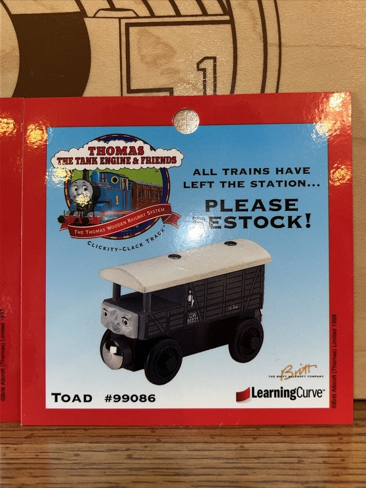 DEALER CARD ! THOMAS FRIENDS TRAIN WOODEN RAILWAY OLIVER & TOAD RESTOCK ...